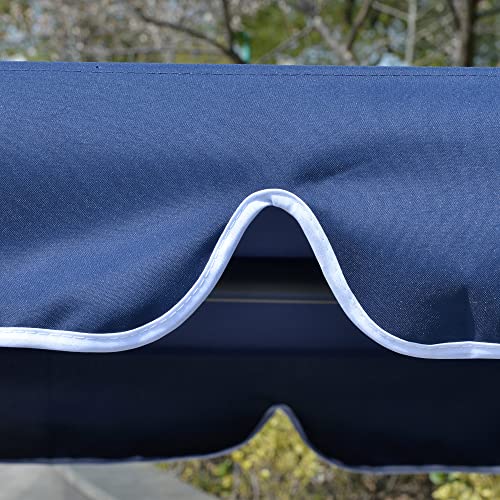 Outsunny 3-Person Porch Swing with Canopy, Patio Swing Chair, Outdoor Canopy Swing Bench with Adjustable Shade, Cushion and Steel Frame, Dark Blue