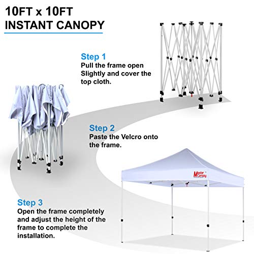 MASTERCANOPY Pop Up Canopy Tent Commercial Grade 10x10 Instant Shelter (White)