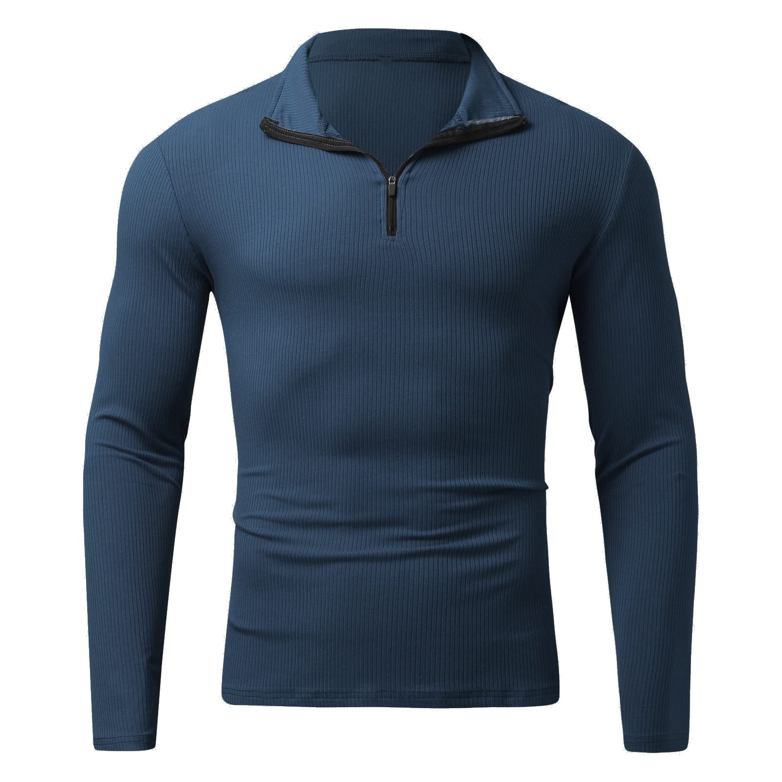 Mens Hawaiian Shirts Short Sleeve Mens T Shirts Casual Stylish V Neck Long Sleeve Quarter Zip Pullover Sweater Solid Turndown Stretch Half Zip Tees Short Sleeve Summer Spring Navy 4X