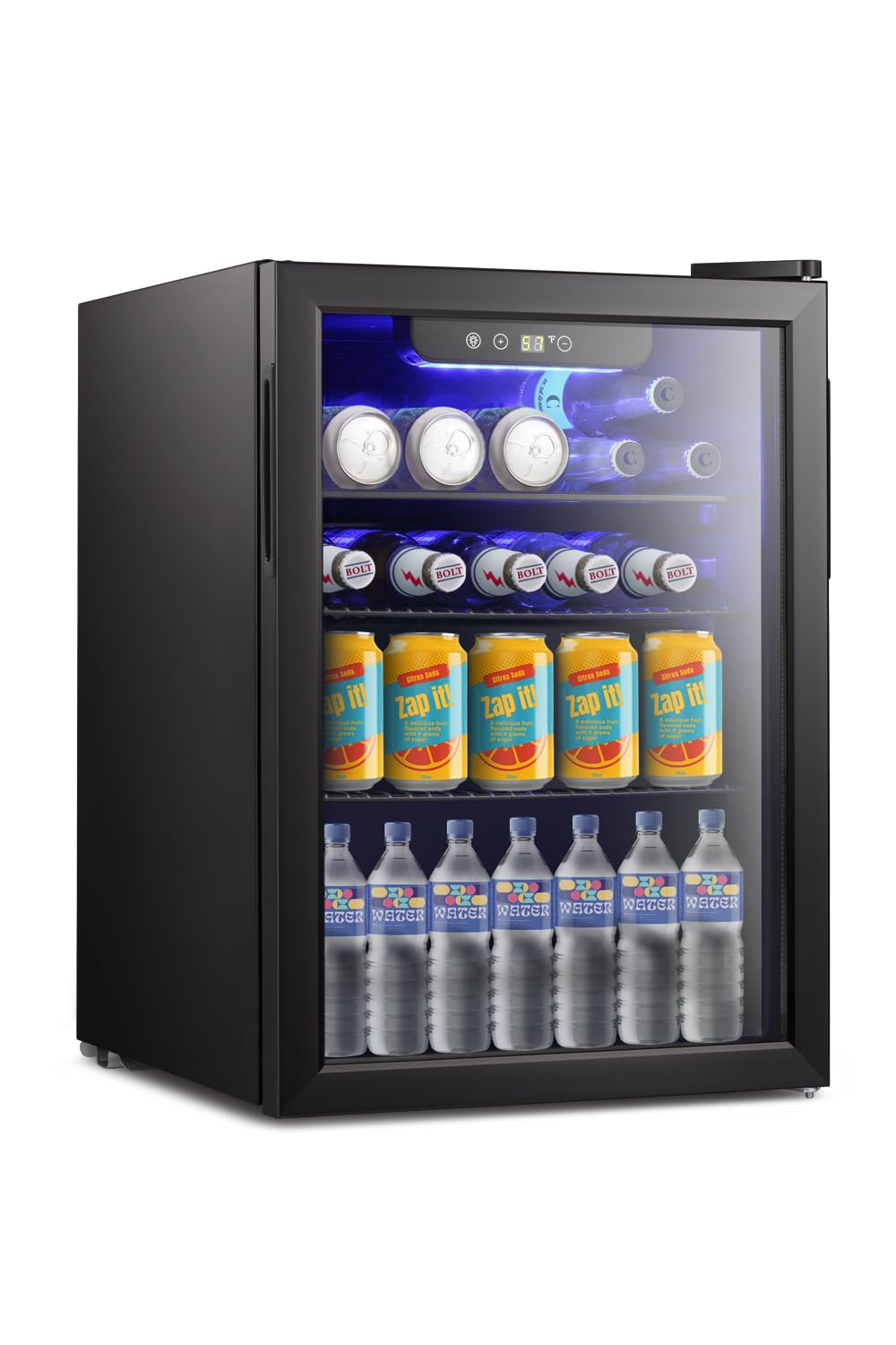LAUREL CANYON Beverage Refrigerator-Mini Fridge, 95 Can Glass Door for Soda, Beer, Wine Small Drink Dispenser Cooler for Office, Bar, 2.6 cu ft, Black