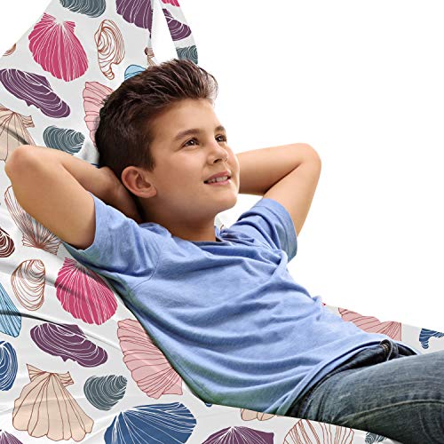 Ambesonne Scallop Lounger Chair Bag, Delicate Hand Drawn Colorful Shells Marine Nautical, High Capacity Storage with Handle Container, Lounger Size, Multicolor