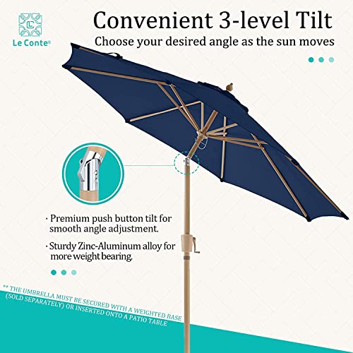 Le Conte 9 ft Patio Umbrella Outdoor Market Umbrellas Table Umbrellas | 3 Years Non-fading material & Push Button Tilt | Best for Deck, Balcony, Garden, Lawn & Pool (Navy blue)