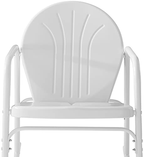 Crosley Furniture CO1013-WH Griffith Retro Metal Outdoor Rocking Chairs, White Gloss