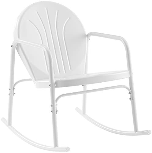 Crosley Furniture CO1013-WH Griffith Retro Metal Outdoor Rocking Chairs, White Gloss