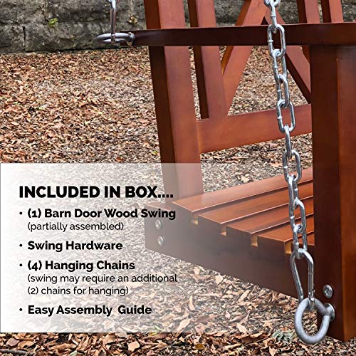 BACKYARD EXPRESSIONS PATIO · HOME · GARDEN 914894 4ft. Rustic Finished Fir Wood (2) Person Porch Swing | Capacity 450lbs, Mahogany