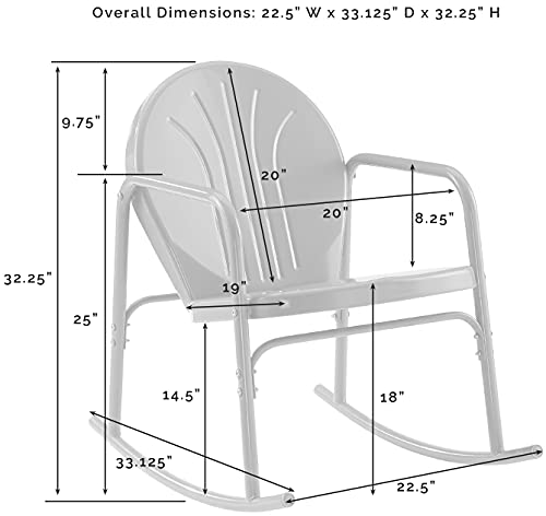 Crosley Furniture CO1013-WH Griffith Retro Metal Outdoor Rocking Chairs, White Gloss