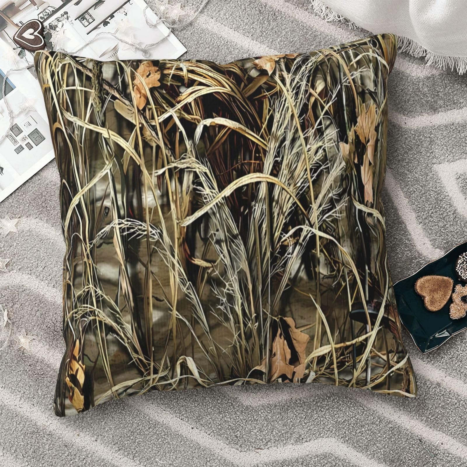 DEHIWI Camo Yellow & Green Throw Pillow Covers Super Soft Morden Decorative Pillows Case Invisible Zipper Cushion Cover for Sofa Couch Bedroom Living Room 18"X18"