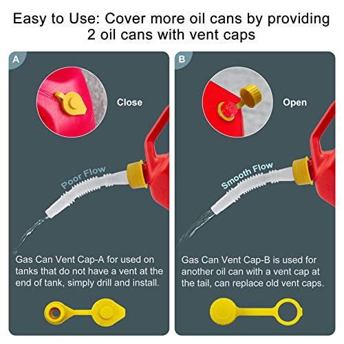 JDiag Universal Gas Can Spout Replacement Kit, Flexible Pour Nozzle with Gasket, Stopper Caps, Collar Caps, Stripe Cap, Spout Kit for Water Jugs and Old Can, Update Your Old Can (1 Pack)