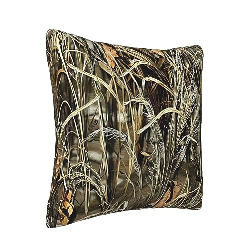 DEHIWI Camo Yellow & Green Throw Pillow Covers Super Soft Morden Decorative Pillows Case Invisible Zipper Cushion Cover for Sofa Couch Bedroom Living Room 16"X16"