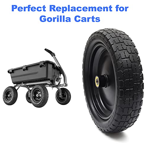 (4-Pack) 13ββ Tire for Gorilla Cart - Solid Polyurethane Flat-Free Tire and Wheel Assemblies - 3.15β Wide Tires with 5/8 Axle Borehole and 2.1β Hub