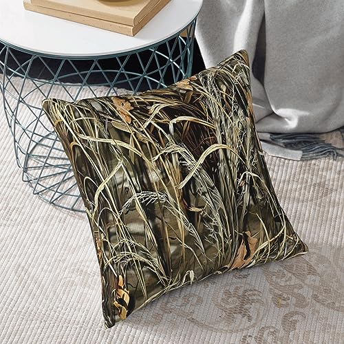 DEHIWI Camo Yellow & Green Throw Pillow Covers Super Soft Morden Decorative Pillows Case Invisible Zipper Cushion Cover for Sofa Couch Bedroom Living Room 16"X16"