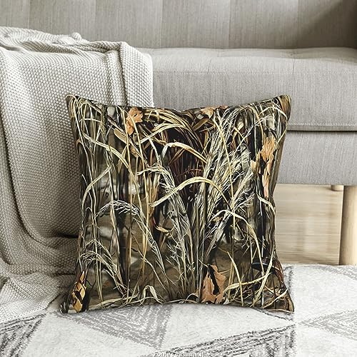 DEHIWI Camo Yellow & Green Throw Pillow Covers Super Soft Morden Decorative Pillows Case Invisible Zipper Cushion Cover for Sofa Couch Bedroom Living Room 16"X16"