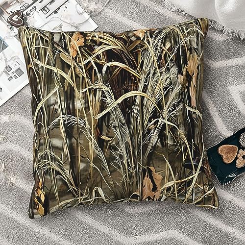 DEHIWI Camo Yellow & Green Throw Pillow Covers Super Soft Morden Decorative Pillows Case Invisible Zipper Cushion Cover for Sofa Couch Bedroom Living Room 16"X16"