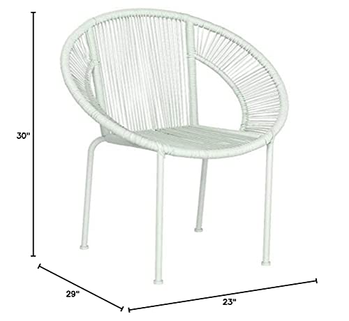 Deco 79 Plastic Rattan Outdoor Chair, 29" x 23" x 30", White