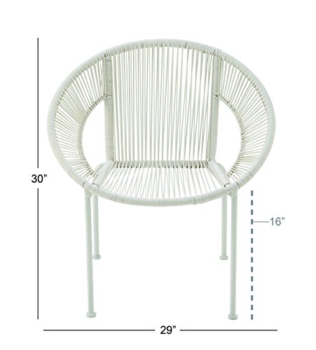Deco 79 Plastic Rattan Outdoor Chair, 29" x 23" x 30", White