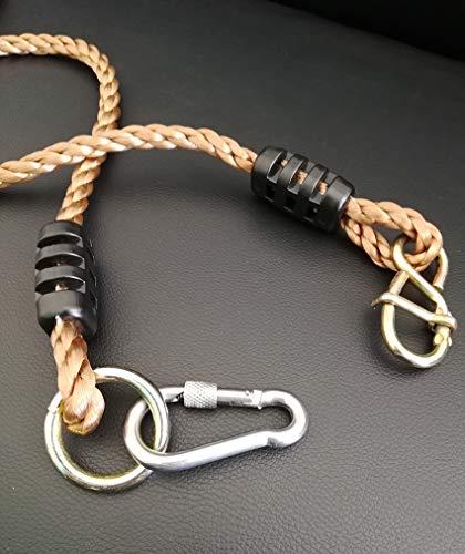 Tree Swing Ropes Hammock Chair Straps Hanging Kit with 2 Carabiners for Replacement, Adjustment or Extension - 6ft & Holds to 600lbs, Perfect for Children Swing, Outdoor Hammock and Hanging Chair