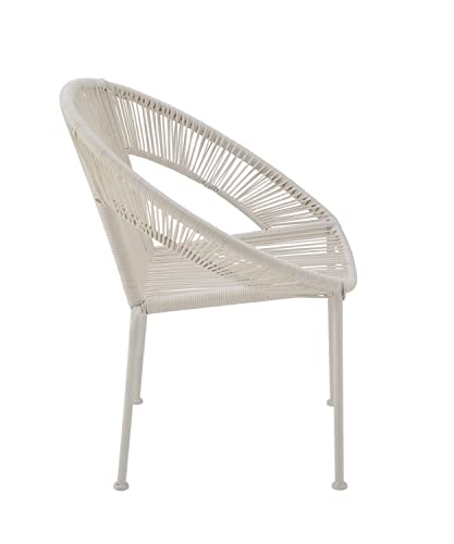 Deco 79 Plastic Rattan Outdoor Chair, 29" x 23" x 30", White