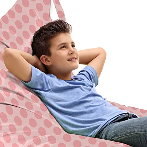 Ambesonne Pink Polka Dots Lounger Chair Bag, Spots Repeating and Plain Pattern Concept Pastel Background, High Capacity Storage with Handle Container, Lounger Size, Pale Pink and Rose