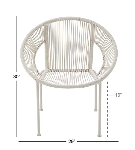 Deco 79 Plastic Rattan Outdoor Chair, 29" x 23" x 30", White