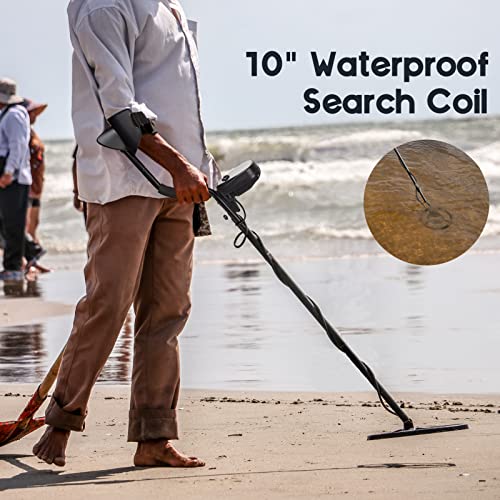Professional Metal Detector for Adults, High Sensitivity Gold Detector with Waterproof Coil, Gold Finder with LCD Display, Pinpoint 5 Modes, Gifts for Men 10" Coil