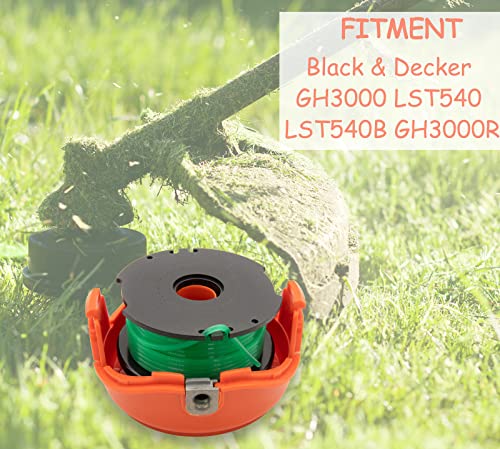IVONNEY SF-080 Replacement Spool for Black and Decker Trimmer Spool Compatible with GH3000 LST540 LST540B GH3000R, 20-Foot 0.08-Inch Auto Feed Trimmer Line (10 Pack with 2 pcs 90583594 Caps)