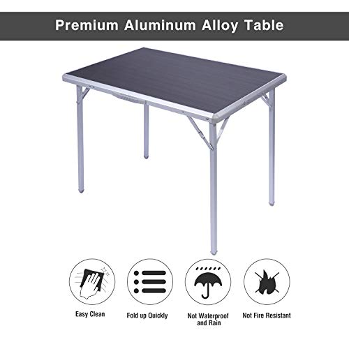 REDCAMP Aluminum Folding Table for Camping, Lightweight Portable Picnic Table with Collapsible Legs and Handle, Great for Outdoor Indoor, Gray 3ft