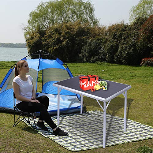 REDCAMP Aluminum Folding Table for Camping, Lightweight Portable Picnic Table with Collapsible Legs and Handle, Great for Outdoor Indoor, Gray 3ft