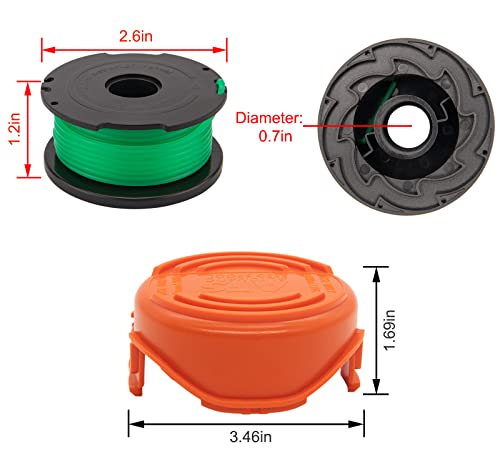 IVONNEY SF-080 Replacement Spool for Black and Decker Trimmer Spool Compatible with GH3000 LST540 LST540B GH3000R, 20-Foot 0.08-Inch Auto Feed Trimmer Line (10 Pack with 2 pcs 90583594 Caps)