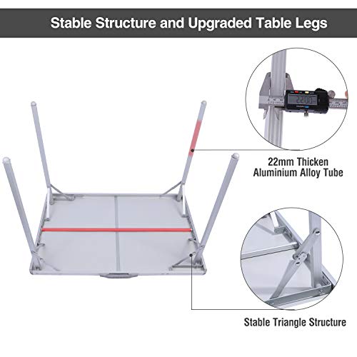REDCAMP Aluminum Folding Table for Camping, Lightweight Portable Picnic Table with Collapsible Legs and Handle, Great for Outdoor Indoor, Gray 3ft