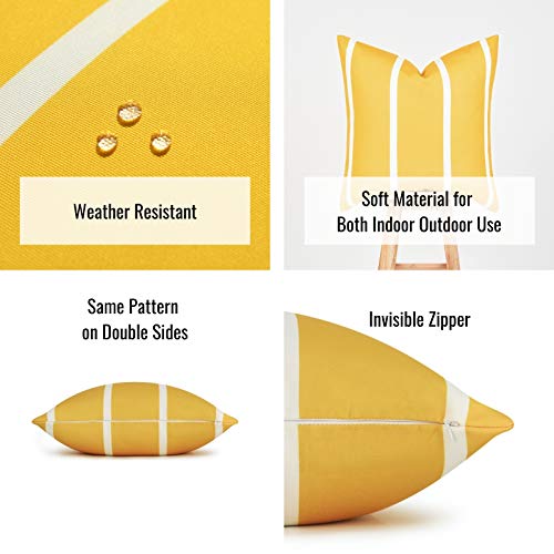 Hofdeco Patio Indoor Outdoor Pillow Cover ONLY for Backyard, Couch, Sofa, Yellow Wide Striped, 20" x20β, Set of 2