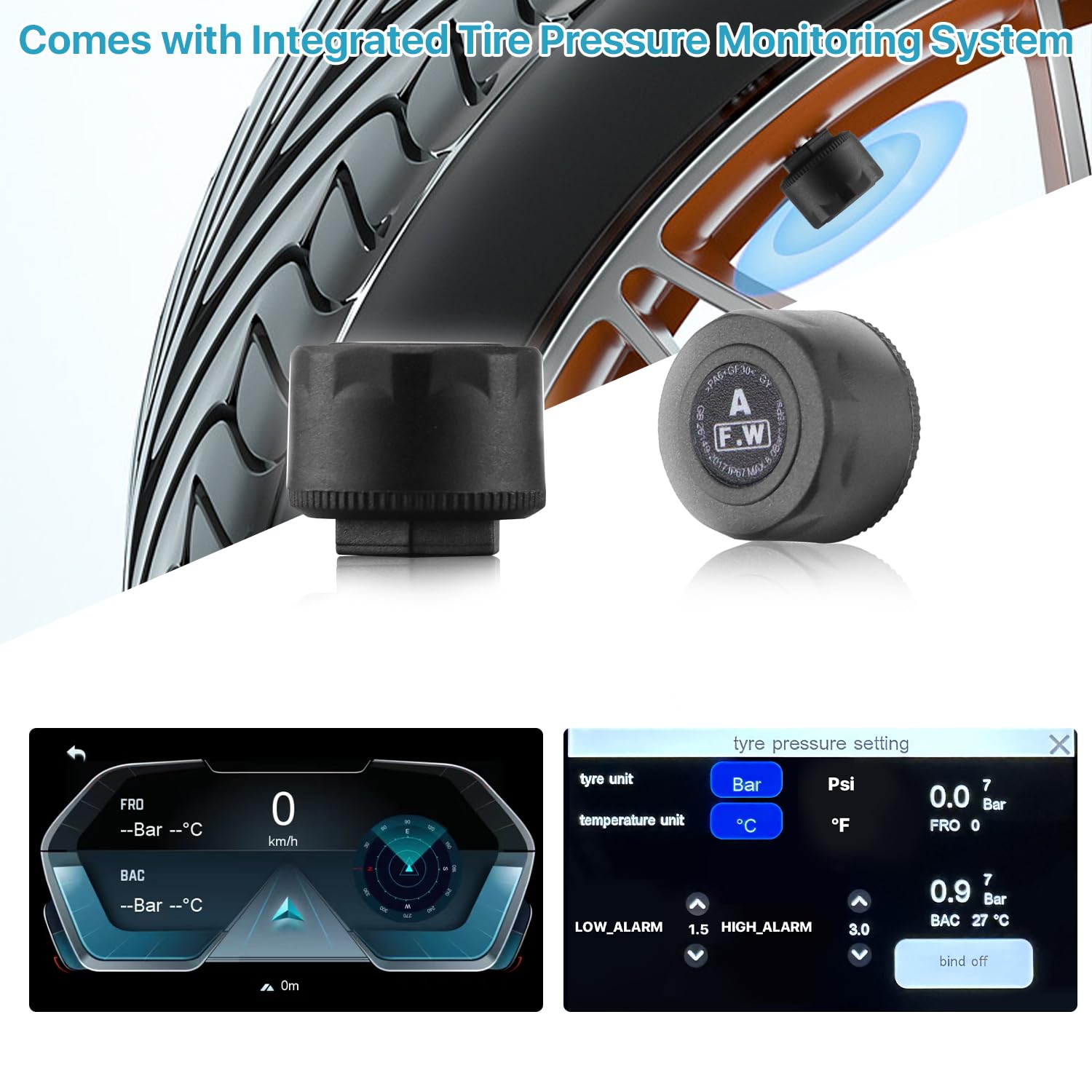 Motorcycle DVR: Wireless Apple Carplay, Android Auto, TPMS, Dual HD 1080P Cameras, GPS, G-Sensor, Siri & Google Voice, 5-Inch IPS Touch Screen, WiFi, Bluetooth, TF Card, Waterproof TTXSCAM MT01