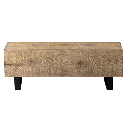 COSIEST Patio Log Bench, Rectangular MgO Garden Bench, 48.4 x 11.8β Outdoor Bench, Rustic Bench for Yard or Lawn(Light Oak)