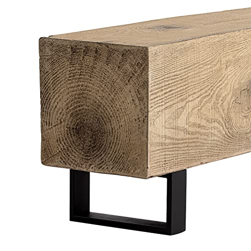 COSIEST Patio Log Bench, Rectangular MgO Garden Bench, 48.4 x 11.8β Outdoor Bench, Rustic Bench for Yard or Lawn(Light Oak)