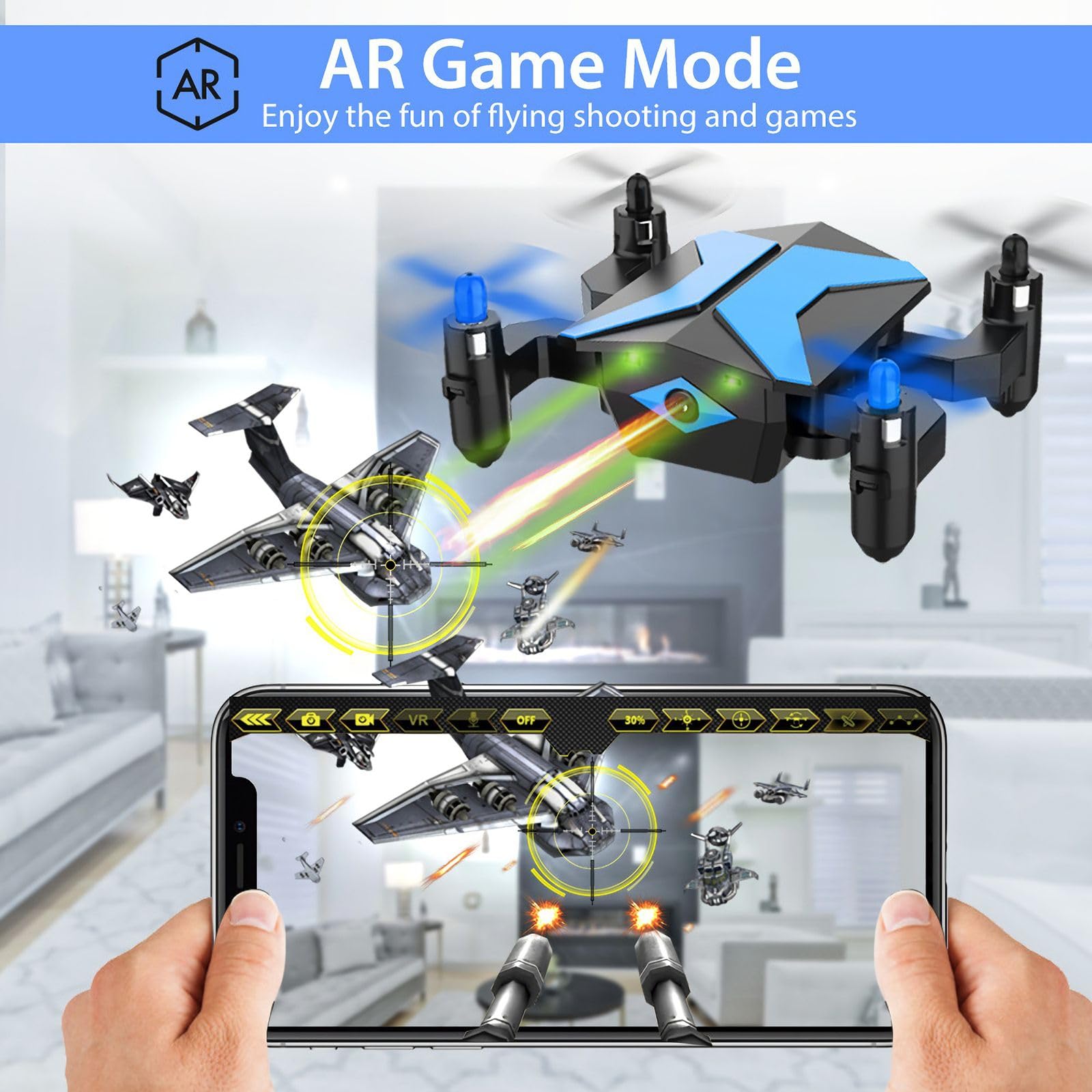 ATTOP Mini Drone for Kids with FPV Camera, Toys Gifts for Boys Girls with Voice Control, 3D Flips, Altitude Hold, Headless Mode, One Key Start, Trajectory Flight, RC Quadcopter Foldable Kids Drone