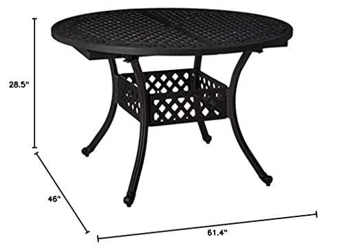 Christopher Knight Home Stock Island Outdoor Expandable Aluminum Dining Table, Black Sand Finish