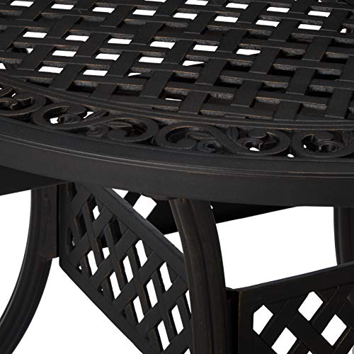 Christopher Knight Home Stock Island Outdoor Expandable Aluminum Dining Table, Black Sand Finish