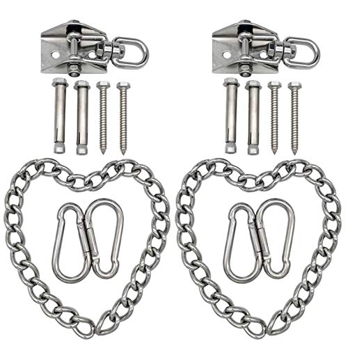 Hammock Hanger Chain Carabiners Kit - Heavy Duty Porch Swing Hanging Hooks 1000lbs Capacity 360° Swivel for Egg Chair, Yoga, Punching Bags, Gymďź2 Setsďź