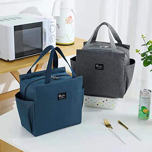 deetik Insulated Reusable Grocery Bag delivery bag,small size,for camping traving keep food warm or cool. (blue.2pack)