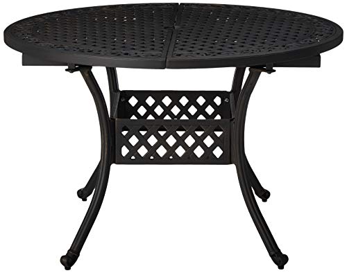 Christopher Knight Home Stock Island Outdoor Expandable Aluminum Dining Table, Black Sand Finish