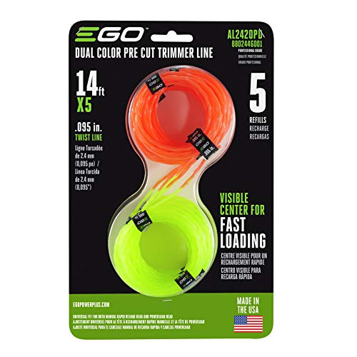 EGO Power+ AL2420PD 095β Dual Color Pre-Cut Trimmer Line for All EGO 14-ft x 5 .095 in, Green and orange