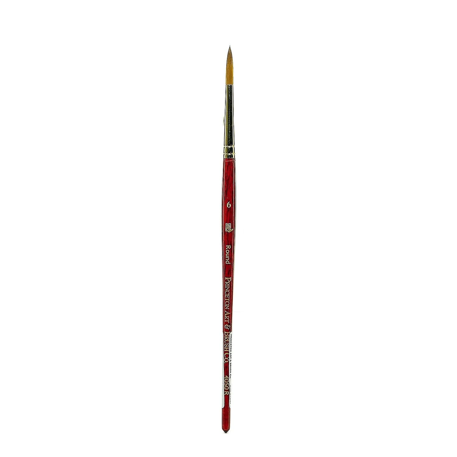 Princeton Heritage, Golden Taklon Brush for Watercolor & Acrylic, Series 4050 Round Synthetic Sable, Size 6