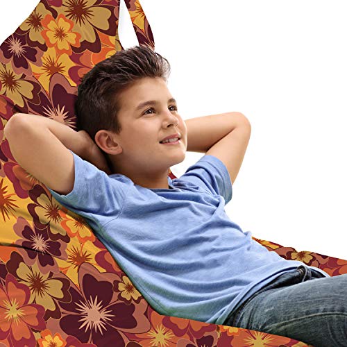 Ambesonne Floral Lounger Chair Bag, Repetitive Flowers of Autumn Style Design Retro Illustration Pattern, High Capacity Storage with Handle Container, Lounger Size, Pale Orange Multicolor