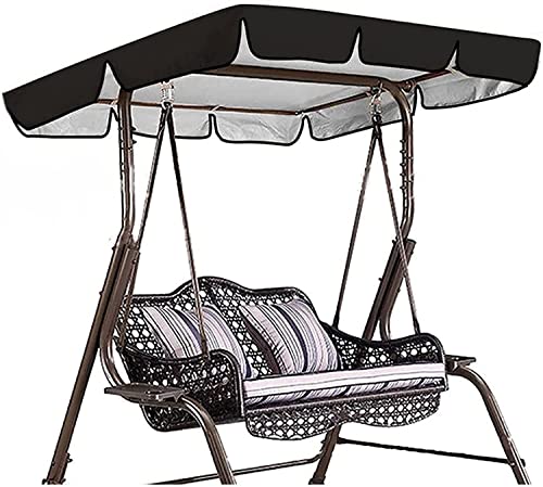 Swing Canopy Replacement Swing Cover Waterproof Swing Chair Awning Outdoor Swing Cover Waterproof UV for Garden Terrace Seat Hammock 22.6.21 (Color : Black, Size : Top 190 x 132 x 15cm)