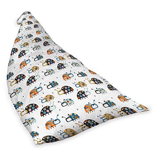 Ambesonne Ladybird Lounger Chair Bag, Dotted Insects in Smiling Faces Theme Pattern on Plain Backdrop, High Capacity Storage with Handle Container, Lounger Size, White and Multicolor