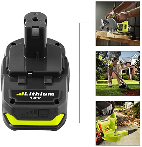 2Packs 18V Battery and Charger Combo for Ryobi 18-Volt Cordless Tools Battery and P118B Charger, Cell9102 18V Battery Capacity Output 3.0Ah