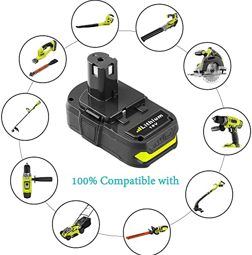 2Packs 18V Battery and Charger Combo for Ryobi 18-Volt Cordless Tools Battery and P118B Charger, Cell9102 18V Battery Capacity Output 3.0Ah