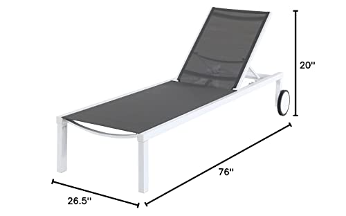 Mōd Furniture PYTNCHS-W-GRY Mod Furniture W Peyton Sling Armless Chaise Lounge in White/Gray Outdoor, Gray/White