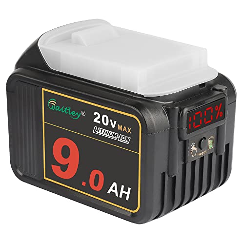waitley 20V 9.0Ah Lithium Ion Battery Compatible with DEWALT DCB200 DCB209 Tools with LED Indicator