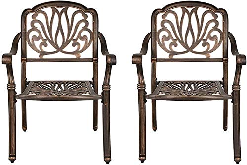OKIDA 2 Piece Patio Bistro Chairs Outdoor Dining Chairs Set Cast Aluminum Chairs for Home Patio Garden Deck, Antique Bronze Finish