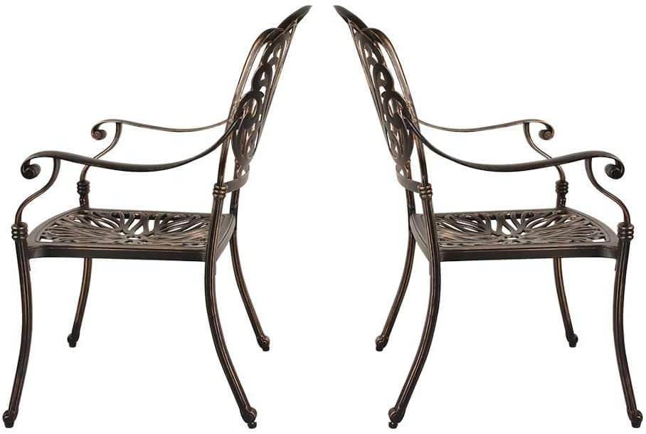 OKIDA 2 Piece Patio Bistro Chairs Outdoor Dining Chairs Set Cast Aluminum Chairs for Home Patio Garden Deck, Antique Bronze Finish